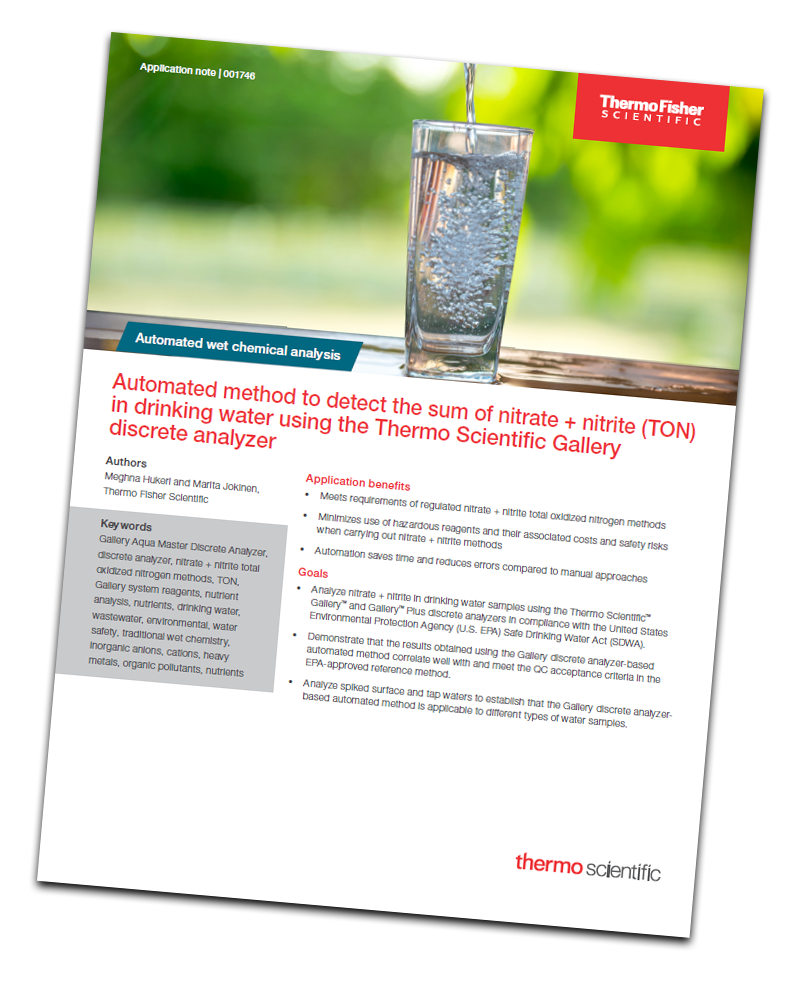 Automated Method To Detect The Sum Of Nitrate Nitrite Ton In Drinking Water Form